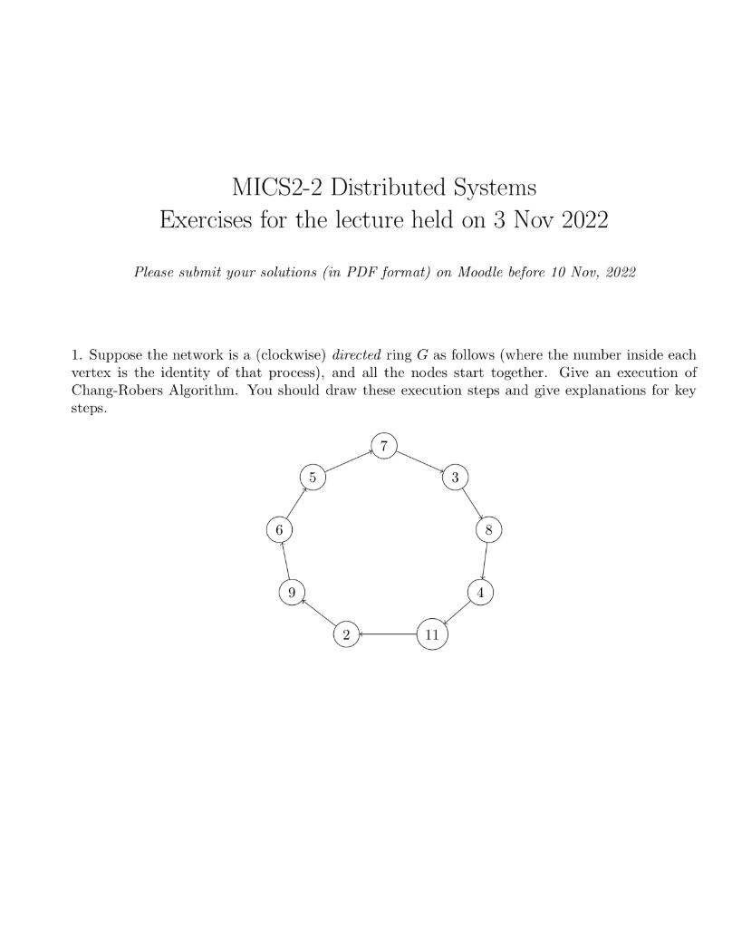 Solved MICS2-2 Distributed Systems Exercises for the lecture | Chegg.com