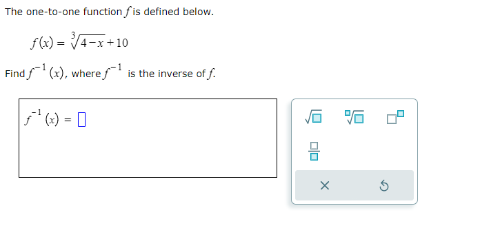 Solved The one-to-one function f ﻿is defined | Chegg.com