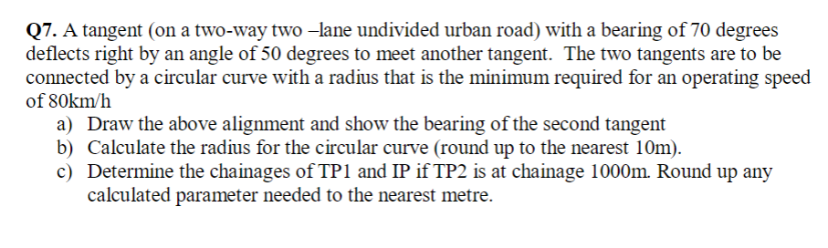 Solved Q7. A tangent (on a two-way two -lane undivided urban | Chegg.com