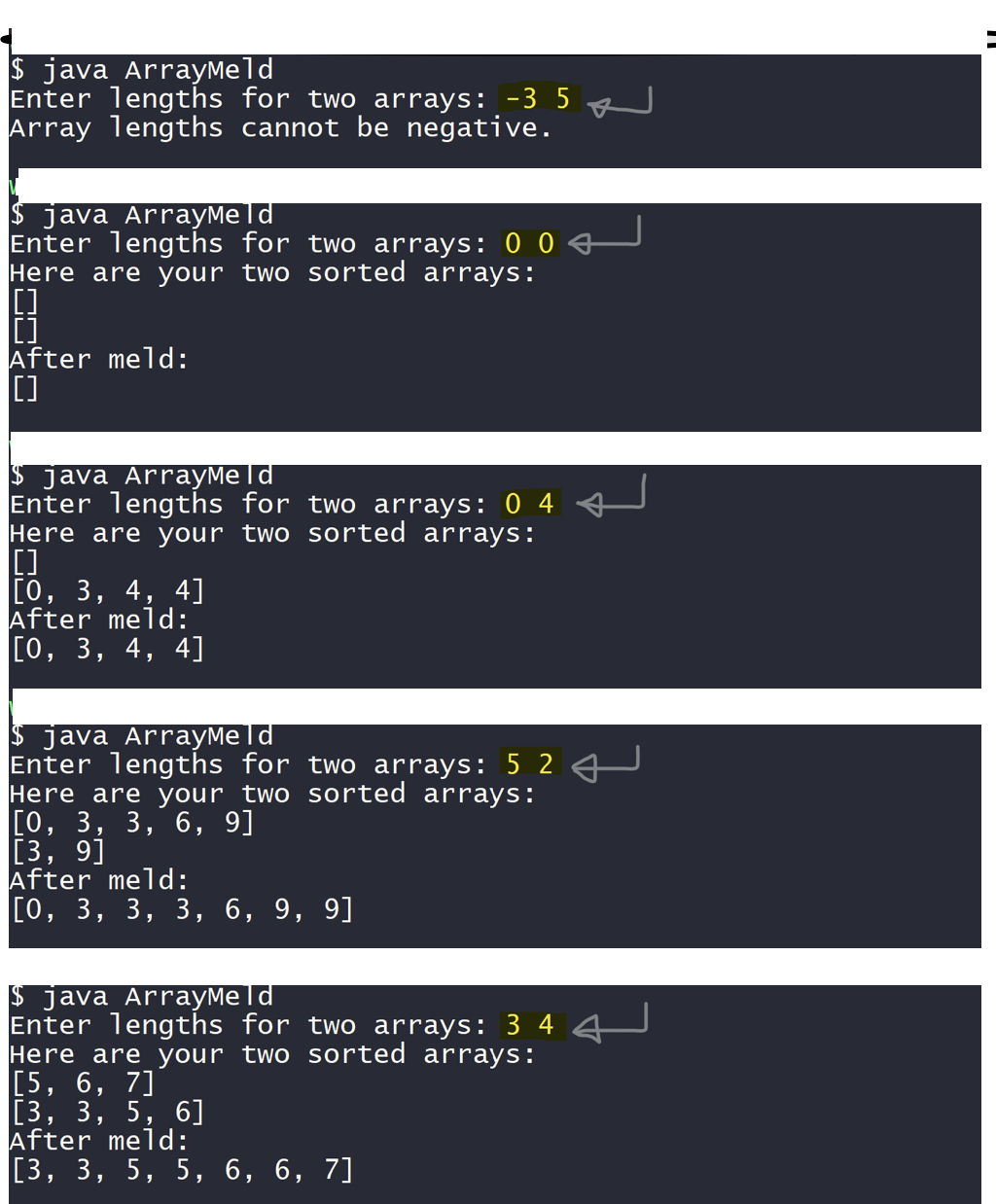 Problem: Meld Two Sorted Arrays This problem is a bit | Chegg.com