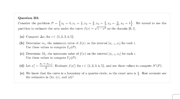 Solved Question B3: Consider the partition | Chegg.com
