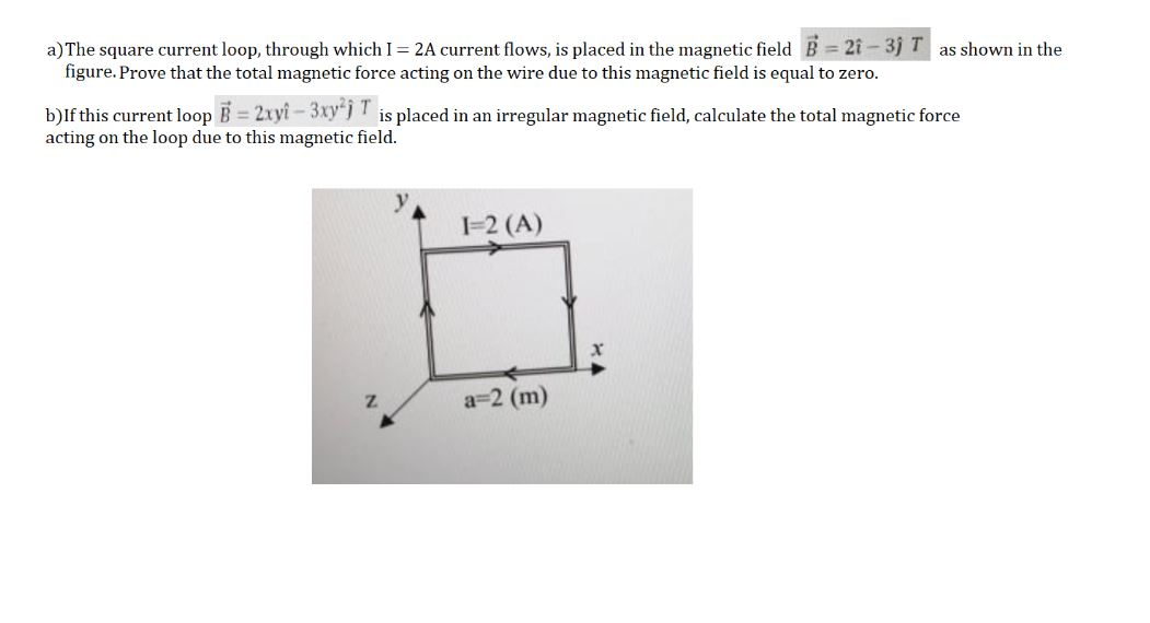 Solved a)The square current loop, through which I = 2A | Chegg.com