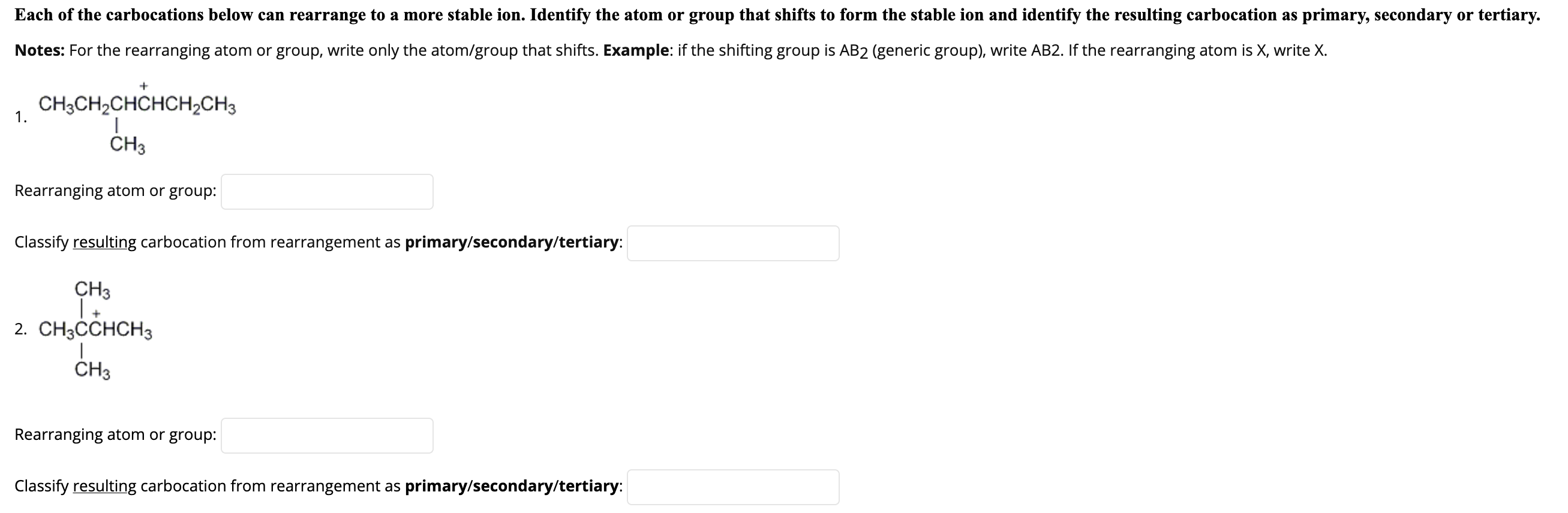 Solved Each of the carbocations below can rearrange to a | Chegg.com