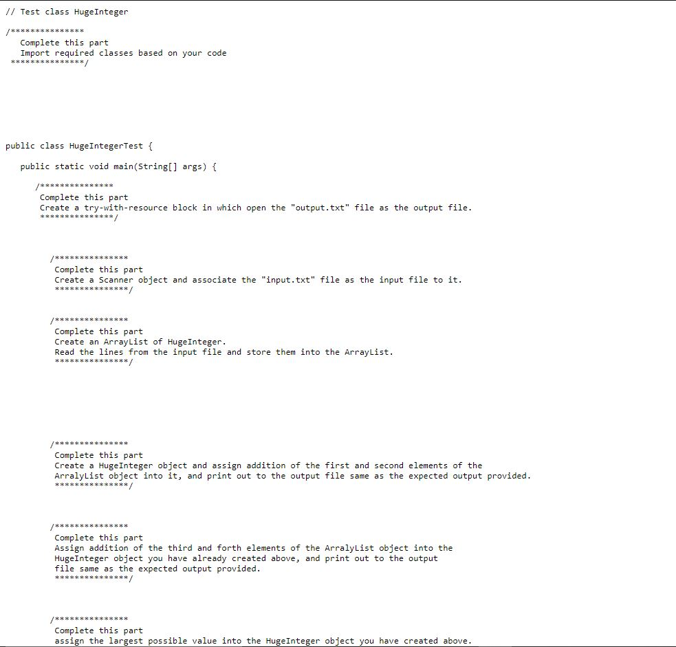 Solved package p1; public class HugeInteger { int[] | Chegg.com