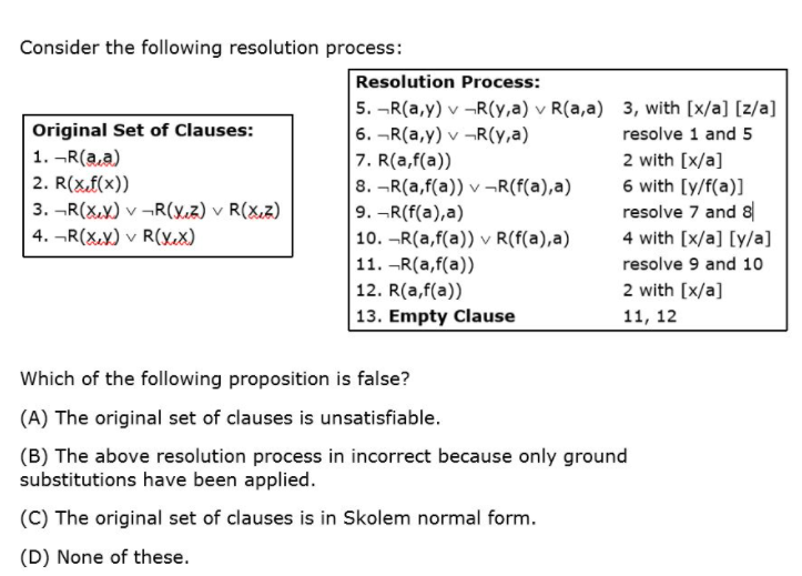 Solved Consider the following resolution process: Resolution | Chegg.com