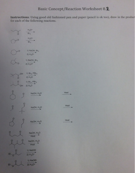 Solved Basic Concept/Reaction Worksheet 8.2 Instructions: | Chegg.com