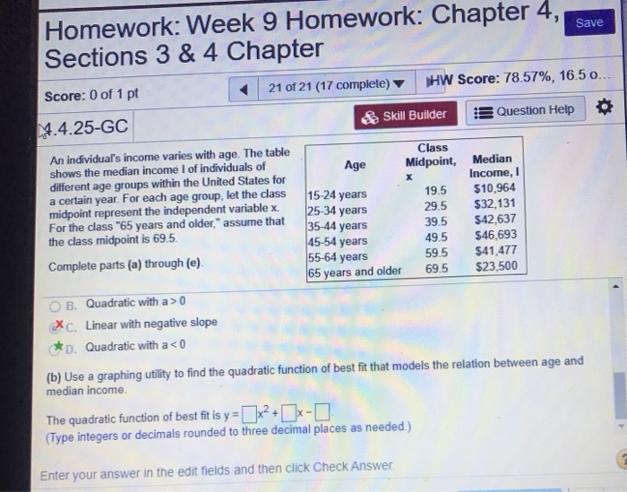 Save Homework: Week 9 Homework: Chapter 4, Sections 3 | Chegg.com