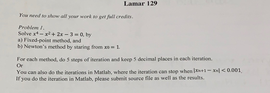 Solved Lamar 129 You need to show all your work to get full | Chegg.com