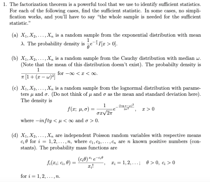 Solved 1 The Factorization Theorem Is A Powerful Tool That