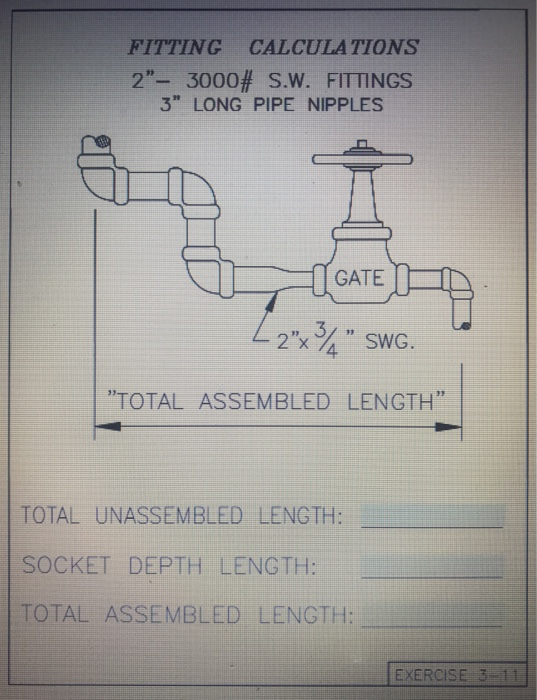 Solved FITTING CALCULATIONS 2"-3000# SW. FITTINGS 3" LONG | Chegg.com