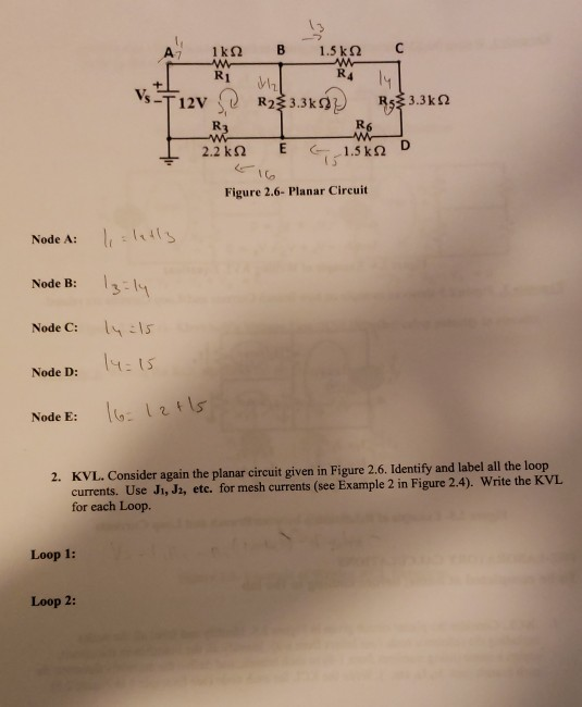 Solved Figure 2.6- Planar Circuit Node A: Node B: Node C: 14 | Chegg.com