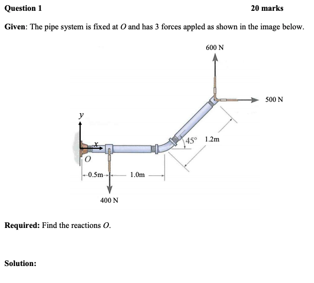 Solved Question 1 20 marks Given: The pipe system is fixed | Chegg.com