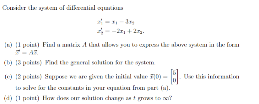 Solved Consider the system of differential equations = 11 – | Chegg.com