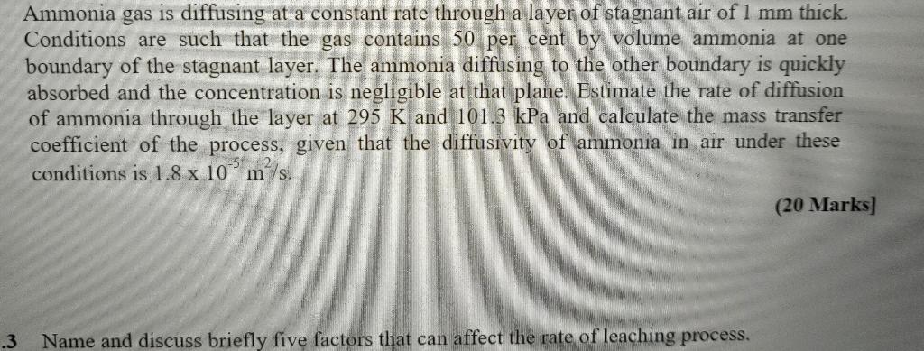 Solved Ammonia gas is diffusing at a constant rate through a | Chegg.com