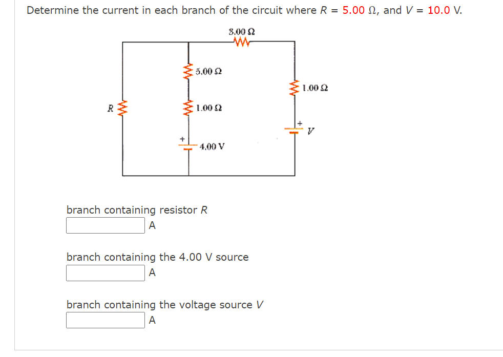 Solved Determine the current in each branch of the circuit | Chegg.com