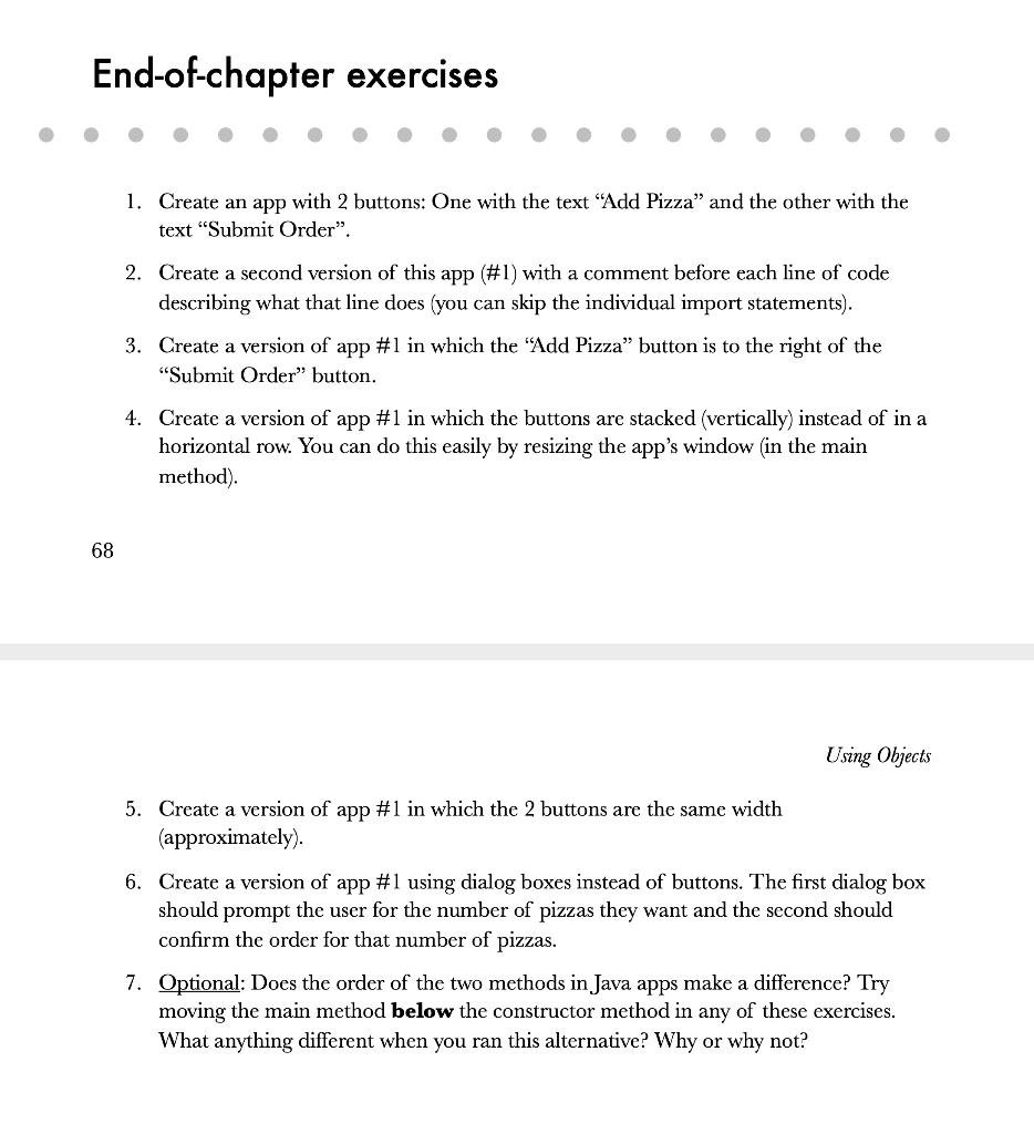 Solved End-of-chapter exercises 1. Create an app with 2 | Chegg.com