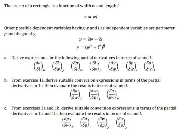 Solved The area a of a rectangle is a function of width w | Chegg.com