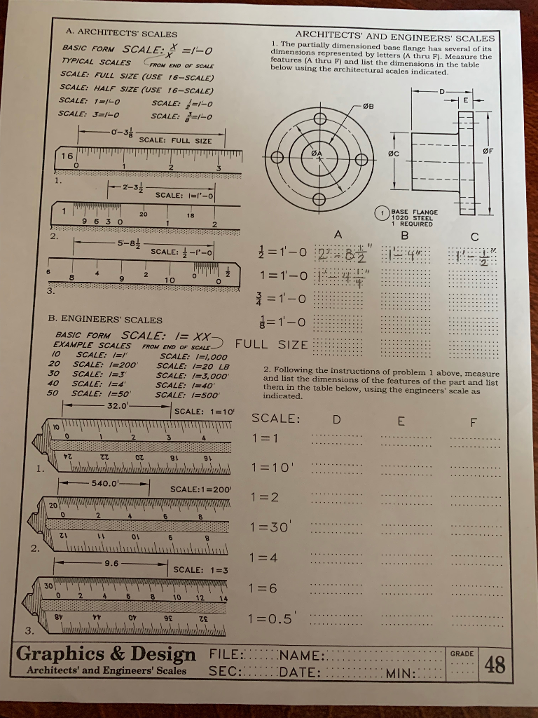 ARCHITECTS' AND ENGINEERS' SCALES A. ARCHITECTS | Chegg.com