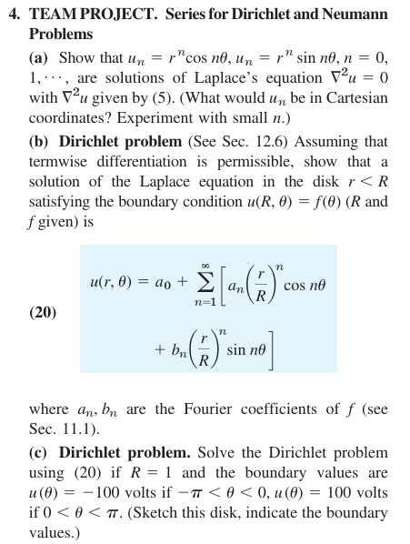 Solved 4. TEAM PROJECT. Series for Dirichlet and Neumann | Chegg.com