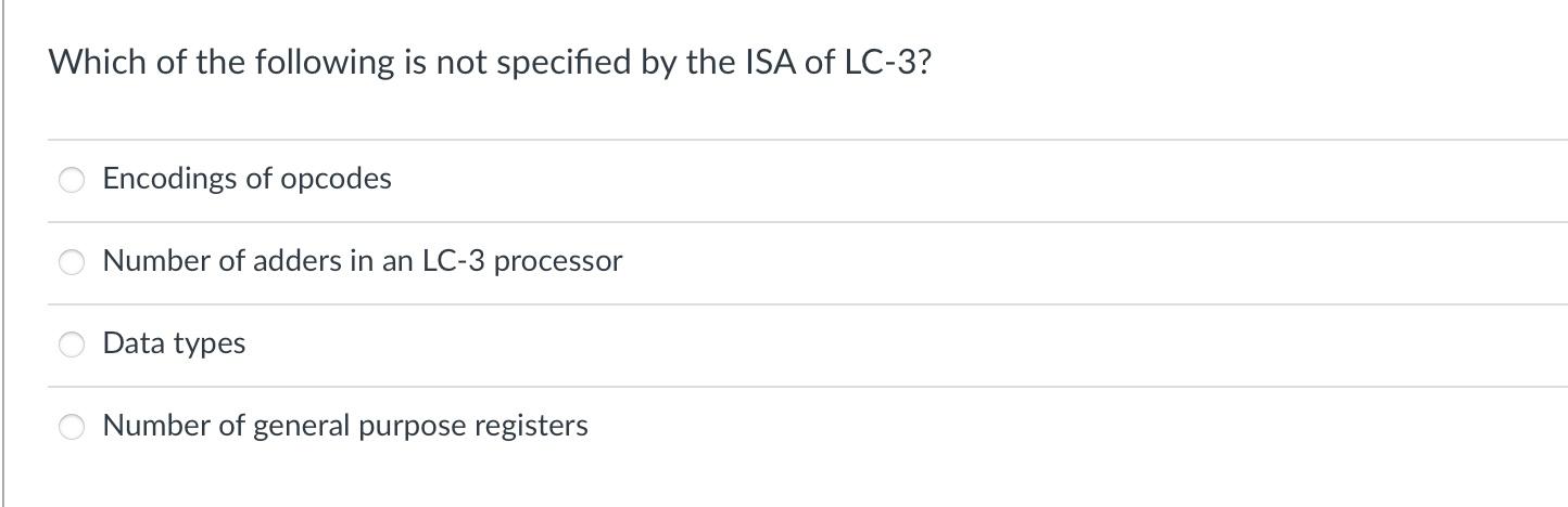 Solved Which of the following is not specified by the ISA of | Chegg.com