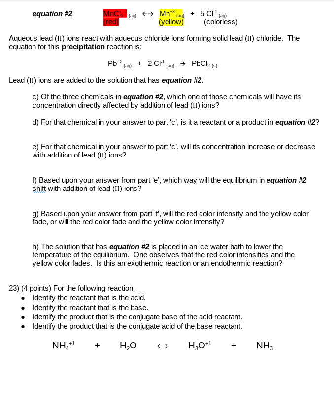 Solved Aqueous lead (II) ions react with aqueous chloride | Chegg.com