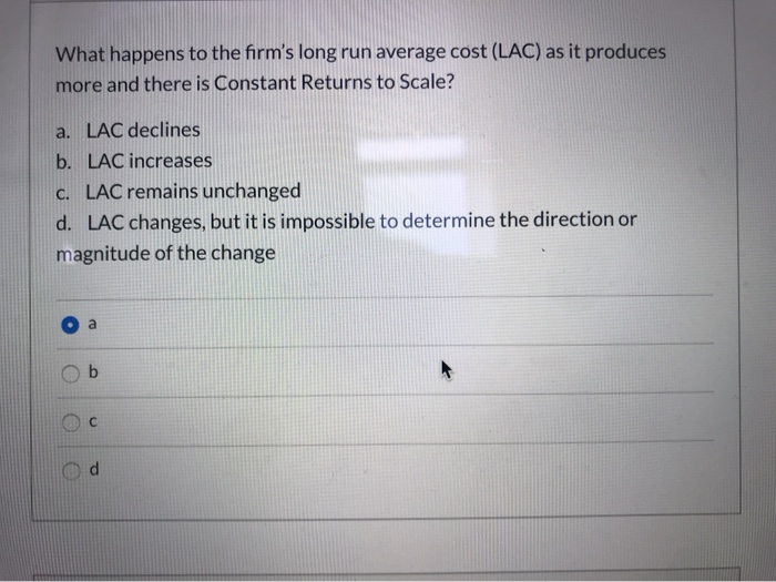 Solved The size of the Minimum Operating Scale (MOS) is | Chegg.com