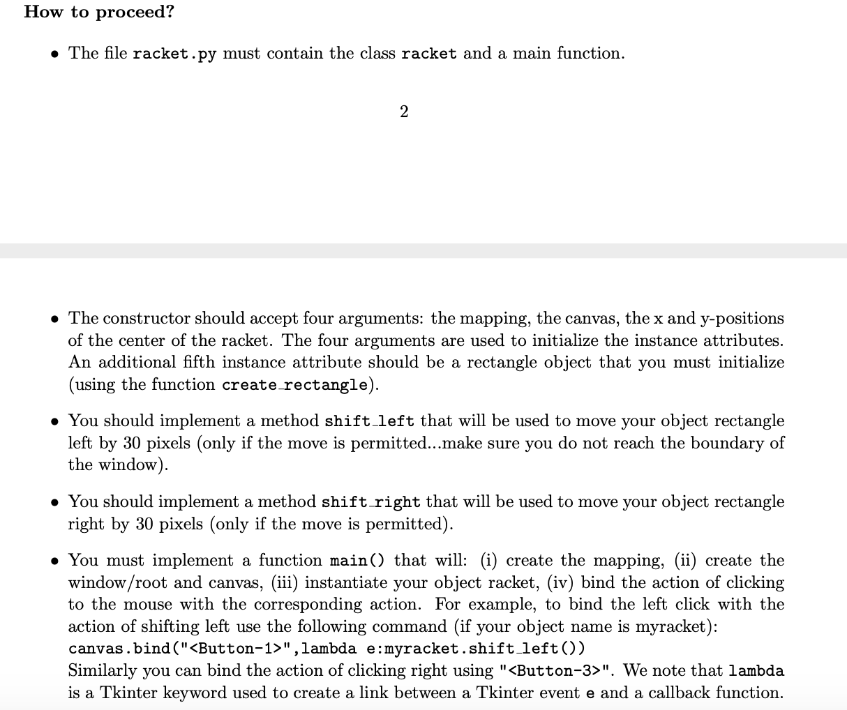 Task1- Racket (simple move)- [20pts] When running | Chegg.com