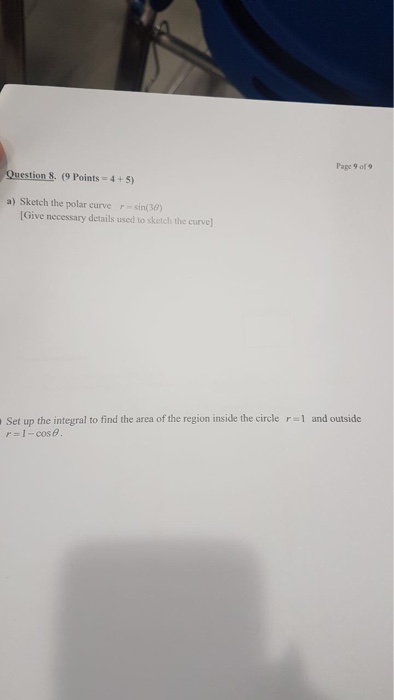 Solved a) Sketch the polar curve r = sin(3 theta) [Give | Chegg.com