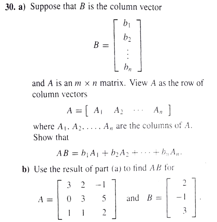 Solved 30. a) Suppose that B is the column vector | Chegg.com