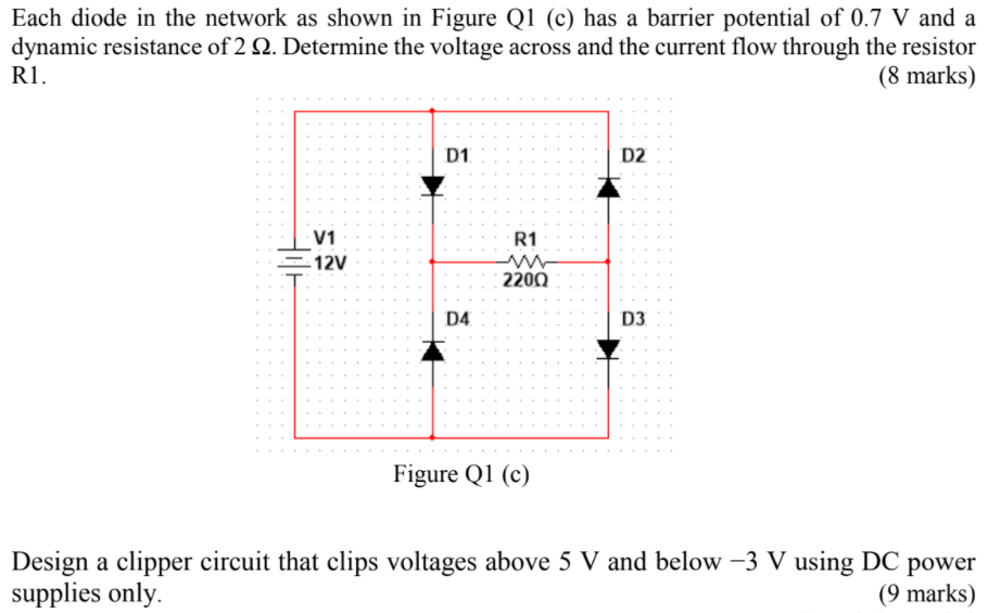 Solved Each diode in the network as shown in Figure Q1 (c) | Chegg.com