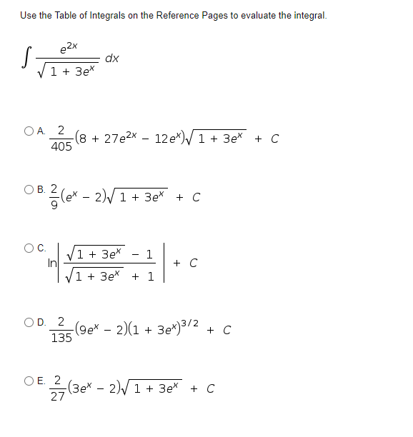 Solved Use the Table of Integrals on the Reference Pages to | Chegg.com