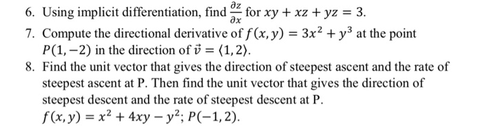 Solved oz 2 6. Using implicit differentiation, find %x for | Chegg.com