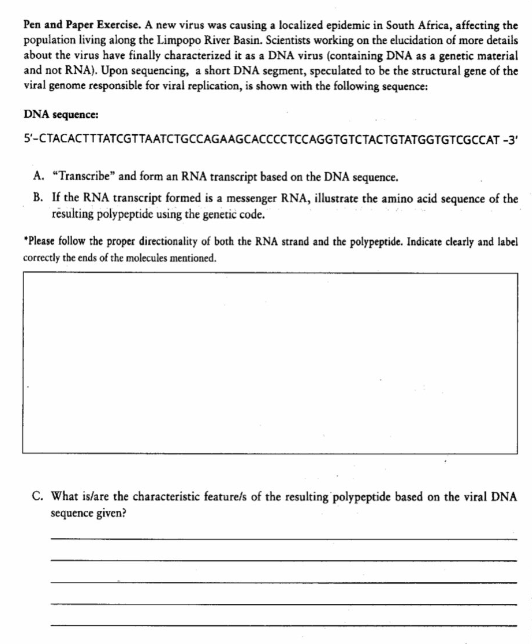 Solved Pen and Paper Exercise. A new virus was causing a | Chegg.com