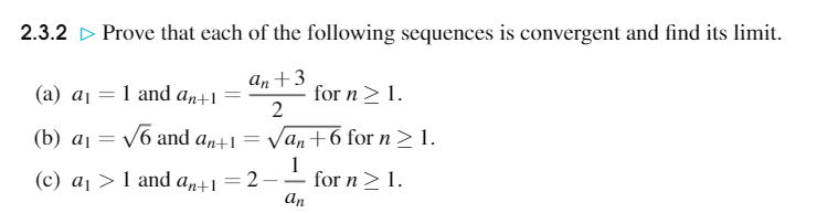 2.3.2 ﻿Prove that each of the following sequences | Chegg.com