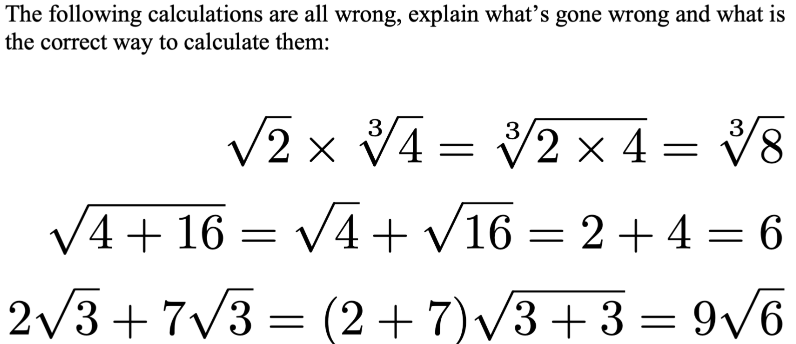 Solved The following calculations are all wrong, explain | Chegg.com