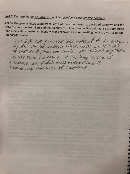 Solved Experiment 1: Solids: Recrystallization and Melting | Chegg.com