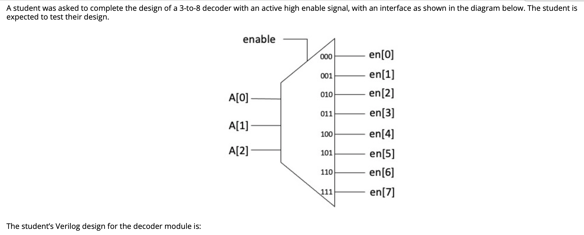 Solved A student was asked to complete the design of a | Chegg.com