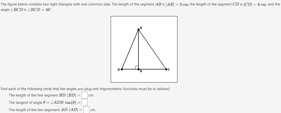Solved The figure below contains two right triangles with | Chegg.com