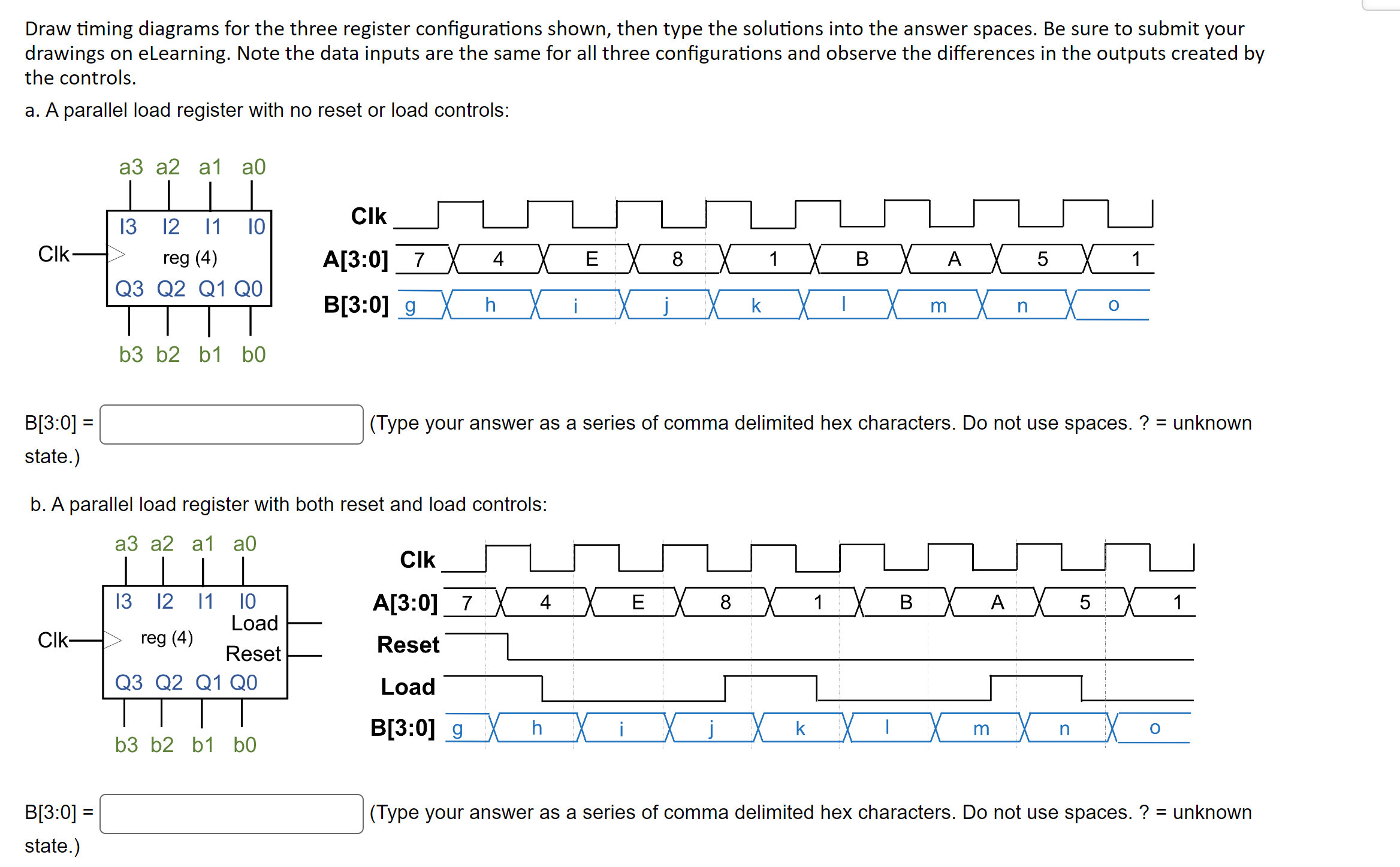 Solved Draw timing diagrams for the three register | Chegg.com