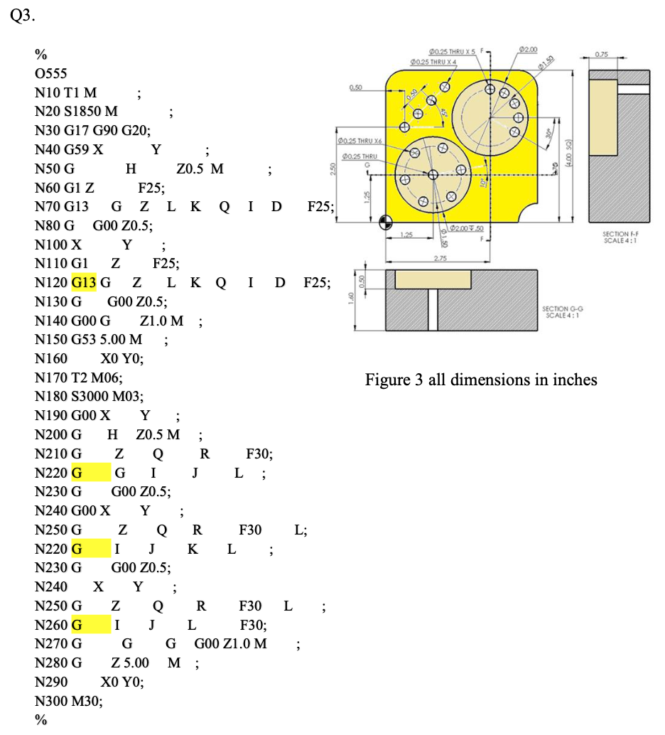 Q3.The part drawing is shown in figure 3 to be | Chegg.com