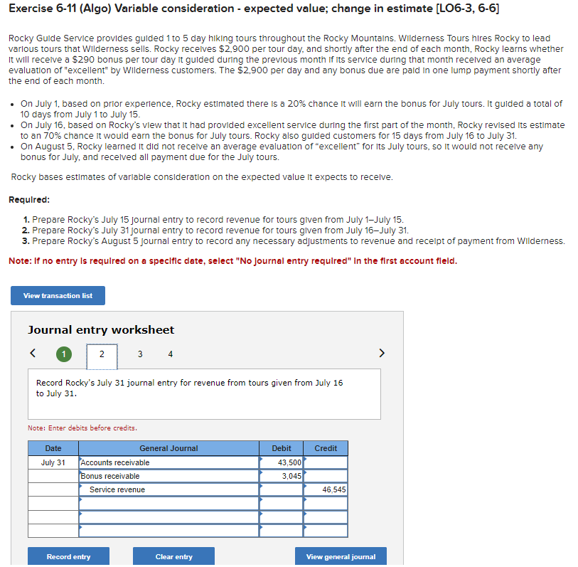 Solved Exercise 6-11 (Algo) Variable consideration - | Chegg.com