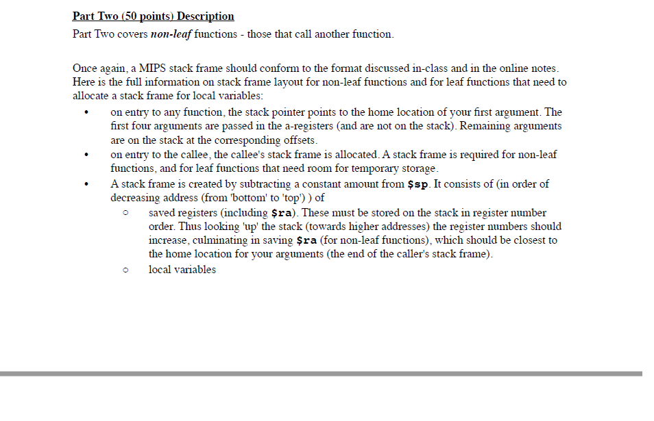 Solved Part Two (50 points Part Two covers non-leaf | Chegg.com