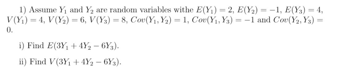 Solved = 1) Assume Y1 and Y2 are random variables withe | Chegg.com