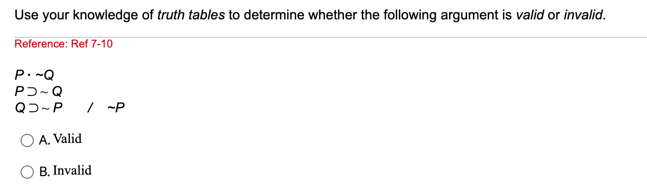 Solved Use your knowledge of truth tables to determine | Chegg.com