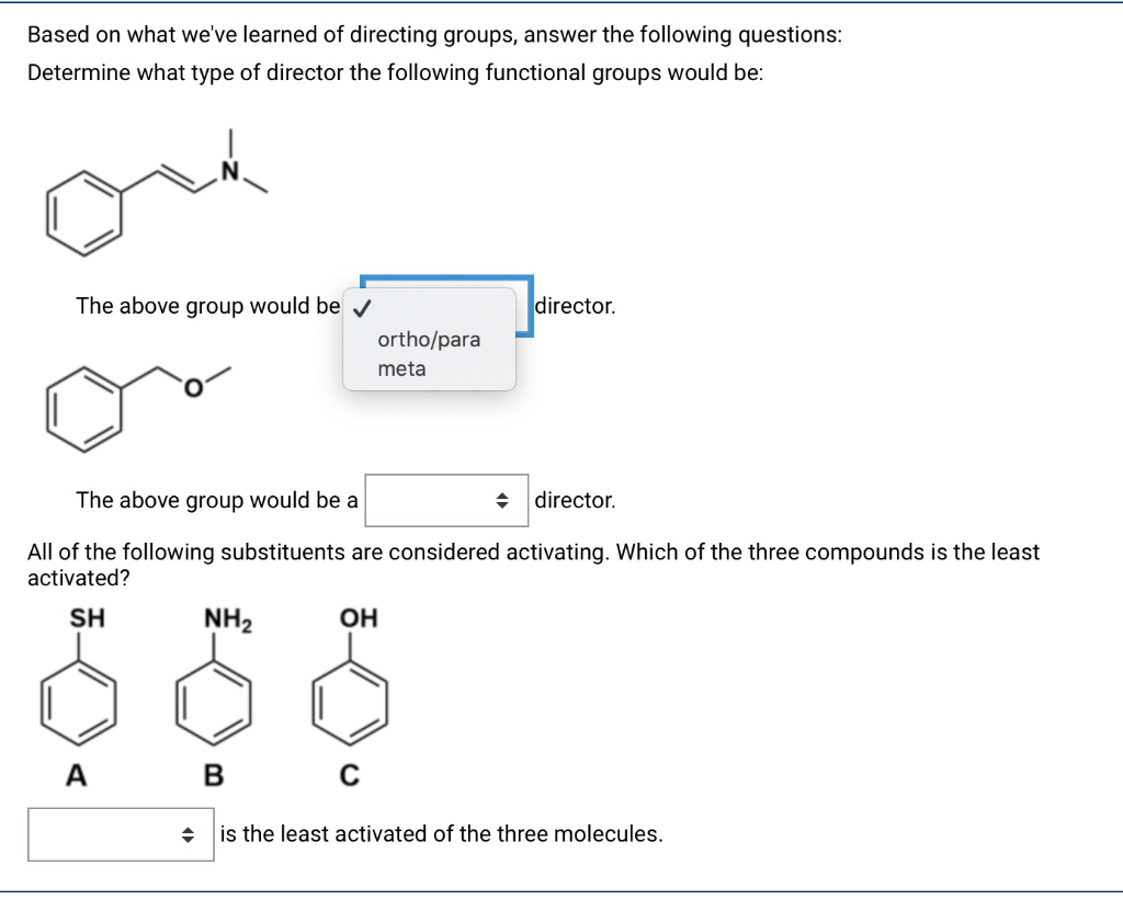 Solved Based on what we've learned of directing groups, | Chegg.com