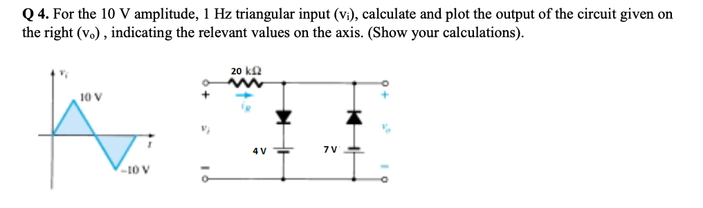 Solved Q 4. ﻿For the 10V ﻿amplitude, 1Hz ﻿triangular input | Chegg.com