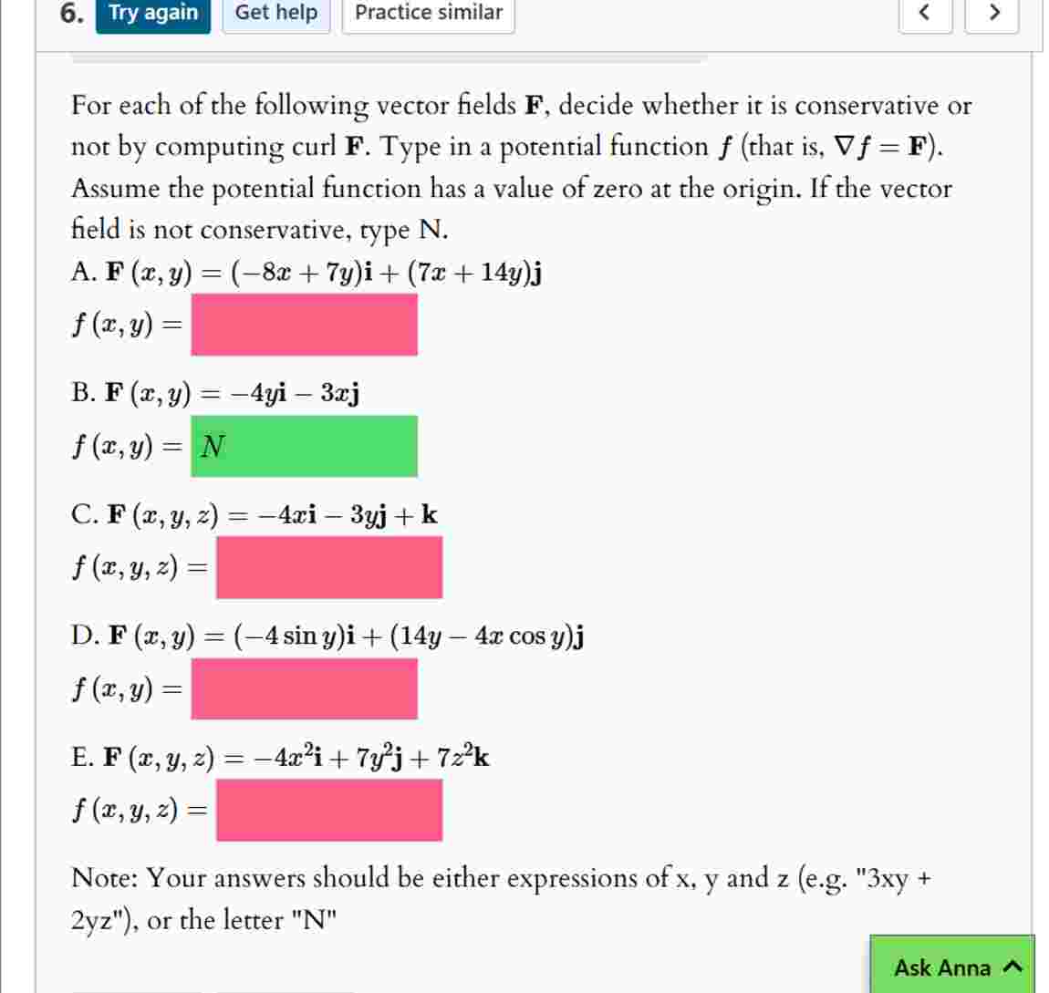 Solved For each of ﻿the following vector fields F, ﻿decide | Chegg.com
