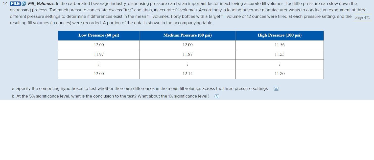 Solved 14 FILE O Fill_Volumes. In the carbonated beverage | Chegg.com