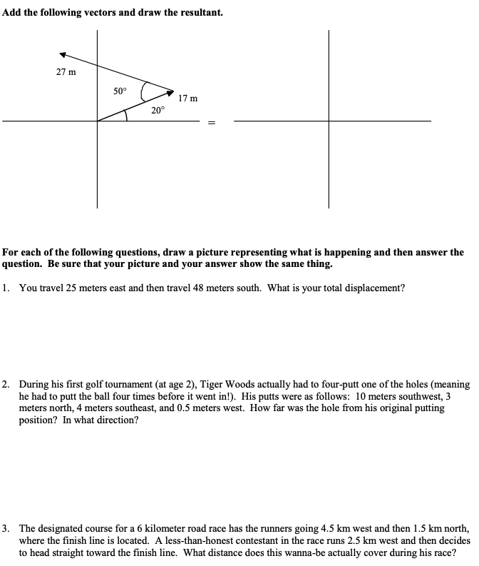 Solved Add the following vectors and draw the resultant. 27 | Chegg.com