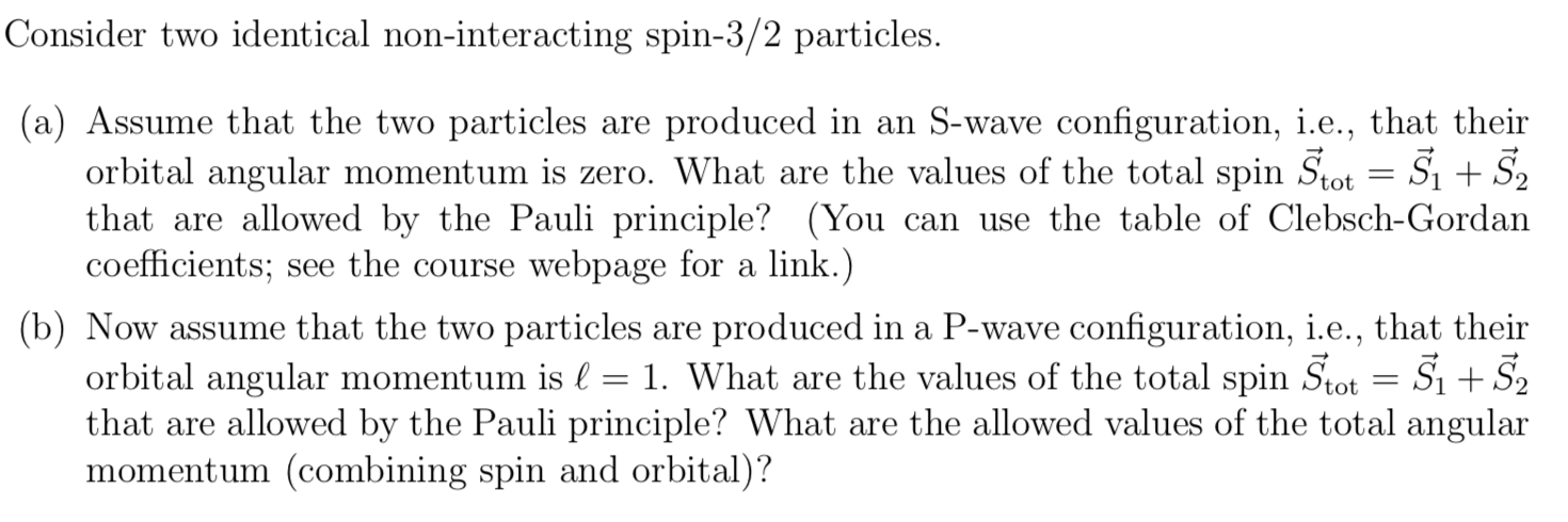 Solved Consider two identical non-interacting spin-3/2 | Chegg.com